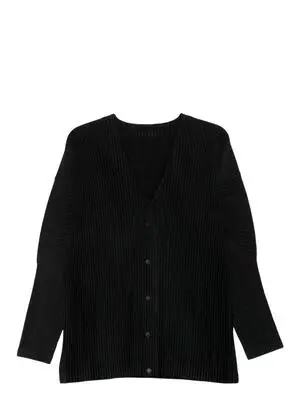Issey Miyake Basics Buttoned Pleated T-shirt - Black