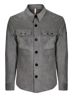 PMDS PREMIUM MOOD DENIM SUPERIOR Velvet Chest Pockets Shirt Jacket - Grey