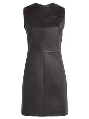 Theory Lambskin Panelled Mini Dress - Brown
