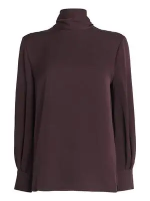 Theory Satin Tie Neck Blouse - Brown