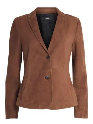 Theory Suede Single-breasted Blazer - Brown