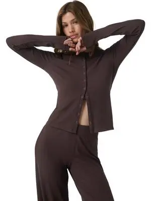 Vuori Long Sleeve Pose Twin Cardigan - French Roast