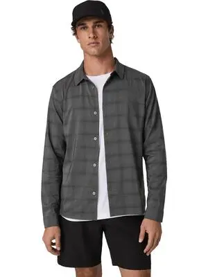 Vuori Ong Seeve Paid Button Down Shirt - Dark Pewter