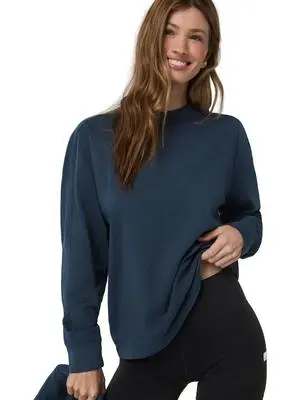 Vuori Long Sleeve Heavyweight Cotton Tee - Ocean Blue