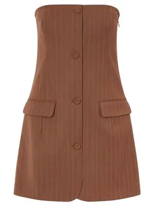 Jean Paul Gaultier Strapless Pinstriped Wool-blend Twill Mini Dress - Brown