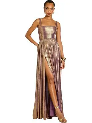 Retrofete Iris Lamé Gown - Purple/gold