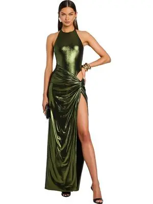 Retrofete Bronte Maxi Dress - Metallic Army Green