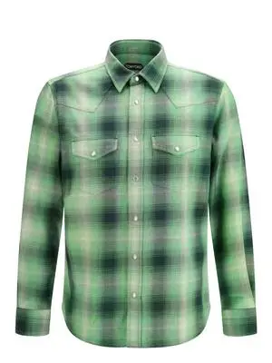 TOM FORD Checked Slim Shirt Green