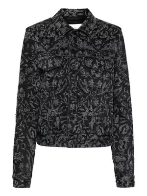 Off-White Tattoo Distressed Denim Jacket - Black