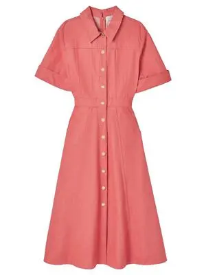 Carolina Herrera Denim Midi Shirt Dress - Orange