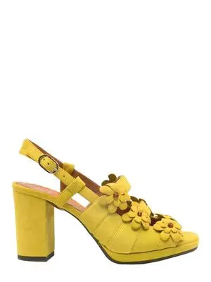 Chie Mihara Flower Perli Leather Sandals - Yellow