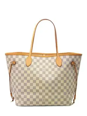 LOUIS VUITTON 2014 Damier Azur Neverfull Mm Tote Bag - White