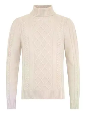 MOORER Cable-knit Turtleneck Sweater - Neutrals