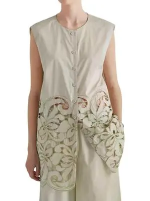 MEIMEIJ Floral Cut-out Blouse - Neutrals