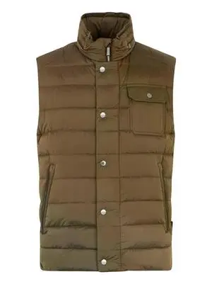 MOORER Padded Button Vest - Brown