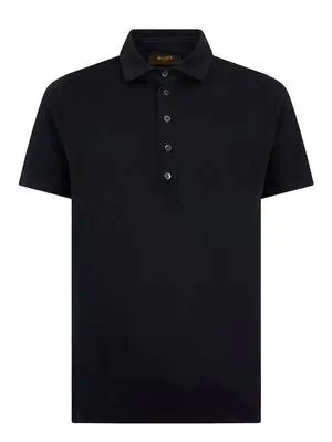 MOORER Button-up Polo Shirt - Blue