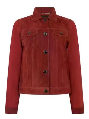 MOORER Button Suede Jacket - Red