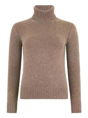 MOORER Ribbed Knit Turtleneck Sweater - Neutrals