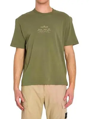 Stone Island Ribbed Print Cotton Jersey T-shirt - Green