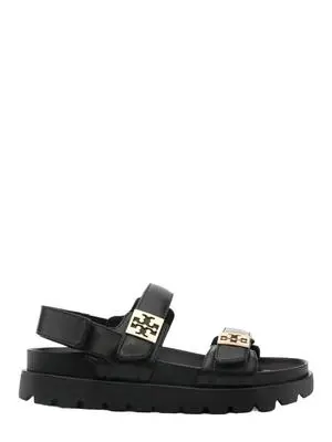 Tory Burch Logo-plaque Touch-strap Sandals - Black