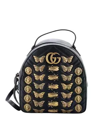 Gucci Gg Marmont Embellished Matelasse Leather Backpack - Black