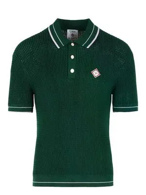 Casablanca Logo-patch Buttoned Polo Shirt - Green