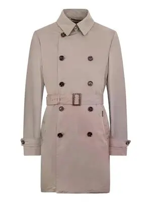 MOORER Belted Double-breasted Trench Coat - Neutrals