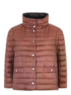 MOORER Padded High-neck Jacket - Brown