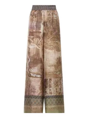 PIERRE-LOUIS MASCIA Tapestry-inspired Palazzo Trousers - Brown