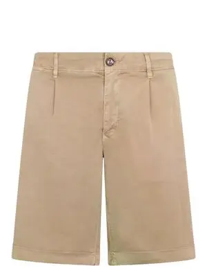 MOORER Pleat Turn-up Shorts - Neutrals