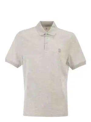 Brunello Cucinelli Printed-logo Polo Shirt - Neutrals