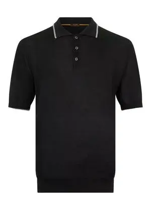 MOORER Grey Trim Polo Shirt - Black