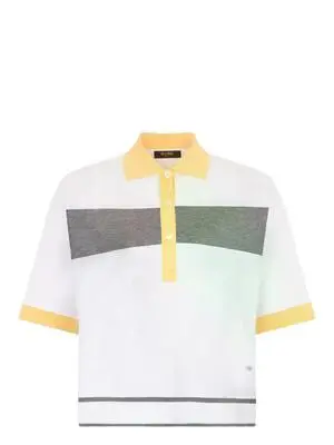 MOORER Striped Polo Shirt - White