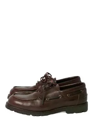 Studio Nicholson Raw-cut Guston Leather Boat Shoes - Brown