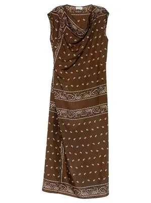 P.a.r.o.s.h Soy Paisley Cowl-neck Dress - Brown