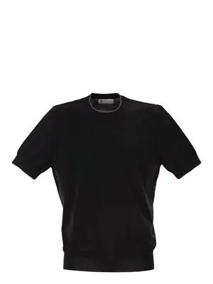 Brunello Cucinelli Crew-neck Ribbed Short-sleeve T-shirt - Black