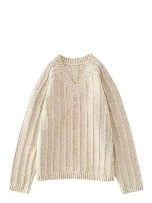 Studio Nicholson Sussex Cable-knit V-neck Sweater - Neutrals
