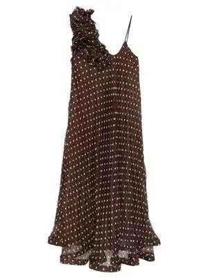 P.a.r.o.s.h Polka-dot Midi Dress - Brown