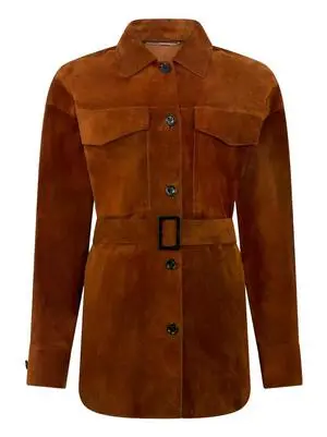 MOORER Aldara Belted Jacket - Brown