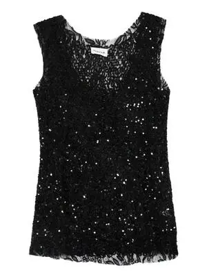 P.a.r.o.s.h Sequin-embellished Sleeveless Top - Black