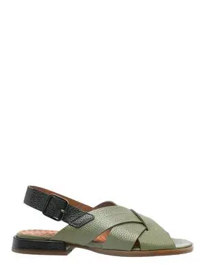 Chie Mihara Criss-cross Watata Leather Sandals - Green