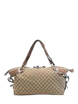 Gucci Gg Canvas Bamboo Bar Tote Bag - Brown