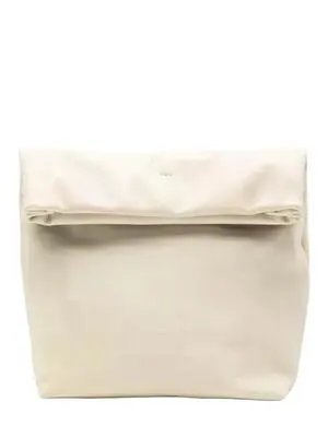 CORTANA Fold-over Leather Clutch - Neutrals