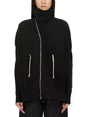 Rick Owens Zip-Up Funnel-Neck Sweater Black