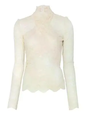 Rabanne Lace Mock-neck Top - Neutrals