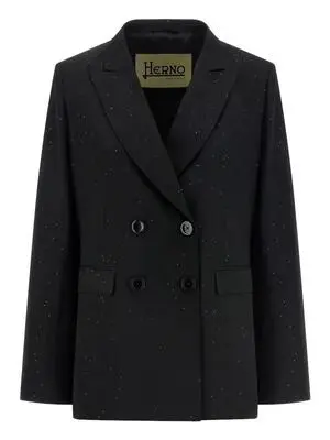 Herno Sequin-appliqué Double-breasted Blazer - Black