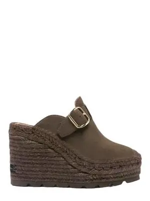 Stella McCartney Buckle Wedge Mules - Brown