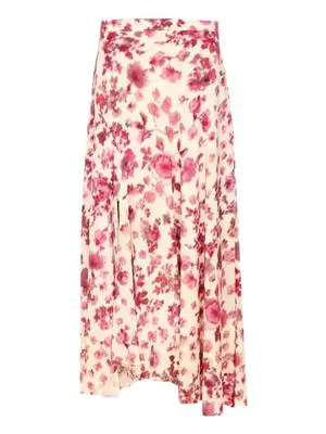Isabel Marant Floral Print Slit Midi Skirt - Neutrals
