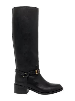 Polo Ralph Lauren Buckle Strap Knee-high Boots - Black