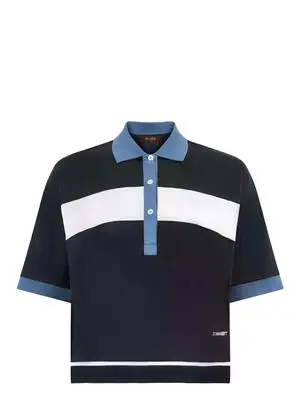 MOORER Striped Polo Shirt - Blue